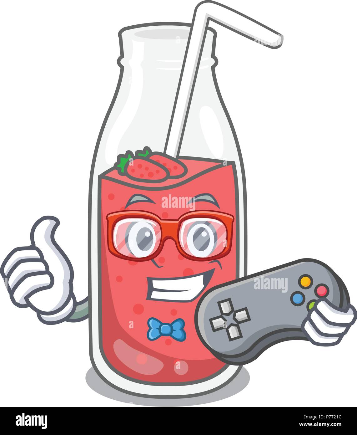 Gamer strawberry smoothie mascot cartoon Stock Vector Image & Art - Alamy