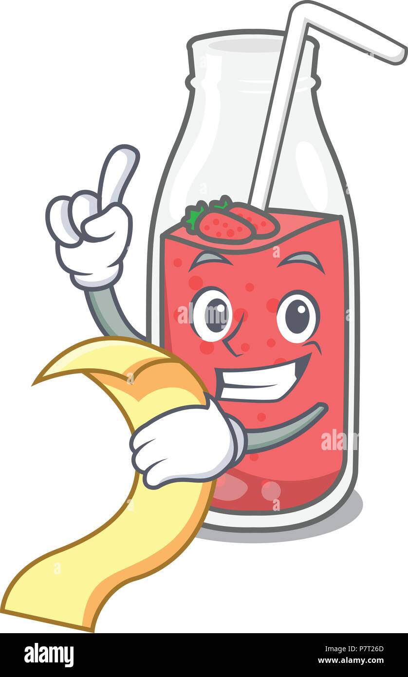 With menu strawberry smoothie mascot cartoon Stock Vector Image & Art ...
