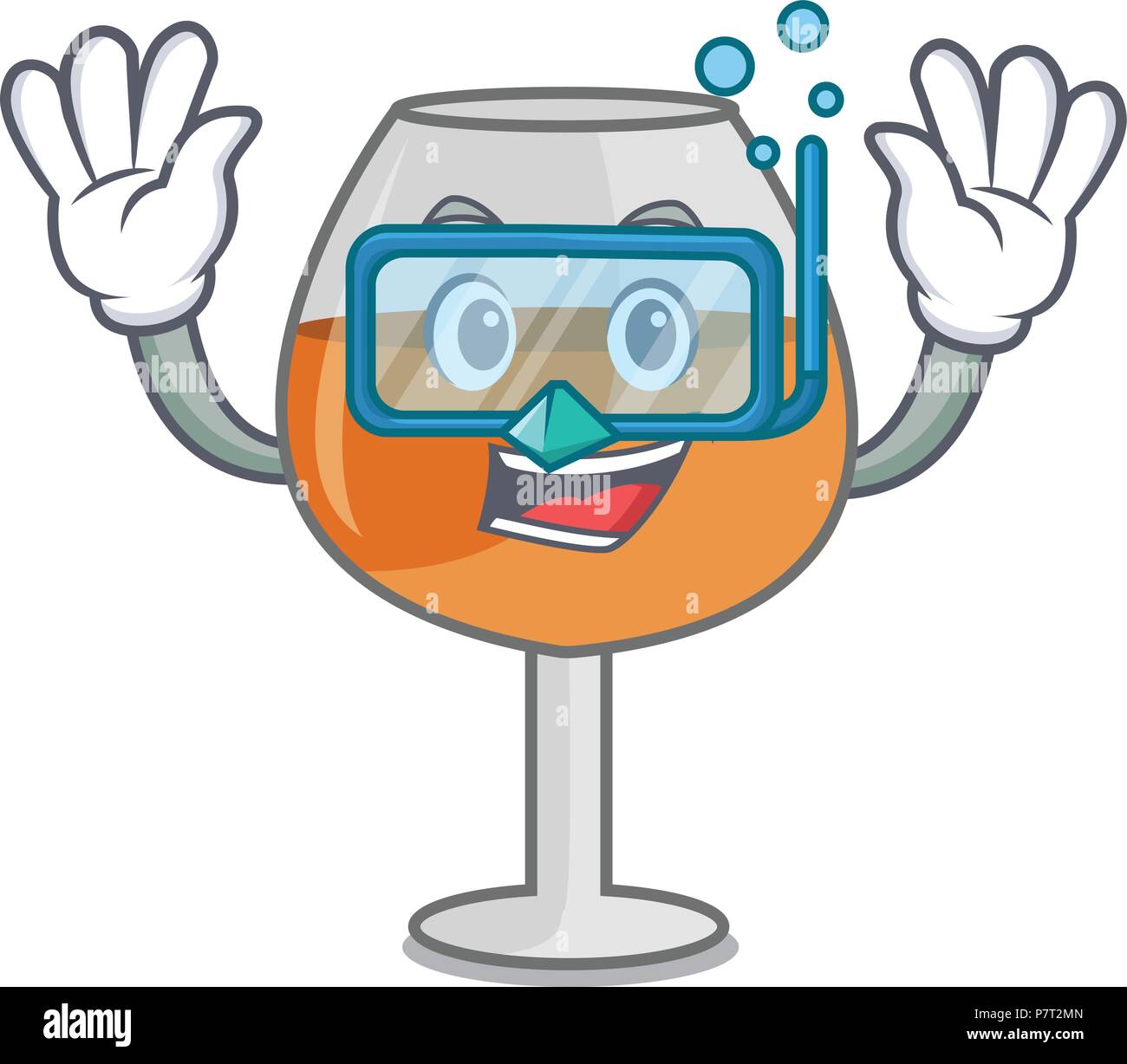 Diving cognac ballon glass character cartoon Stock Vector Image & Art ...