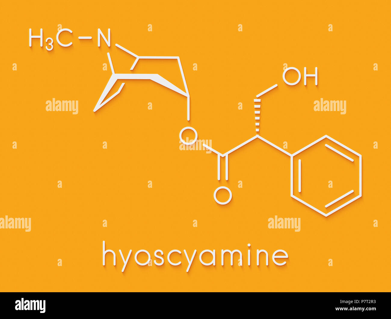Hyoscyamine alkaloid molecule. Herbal sources include henbane, mandrake ...
