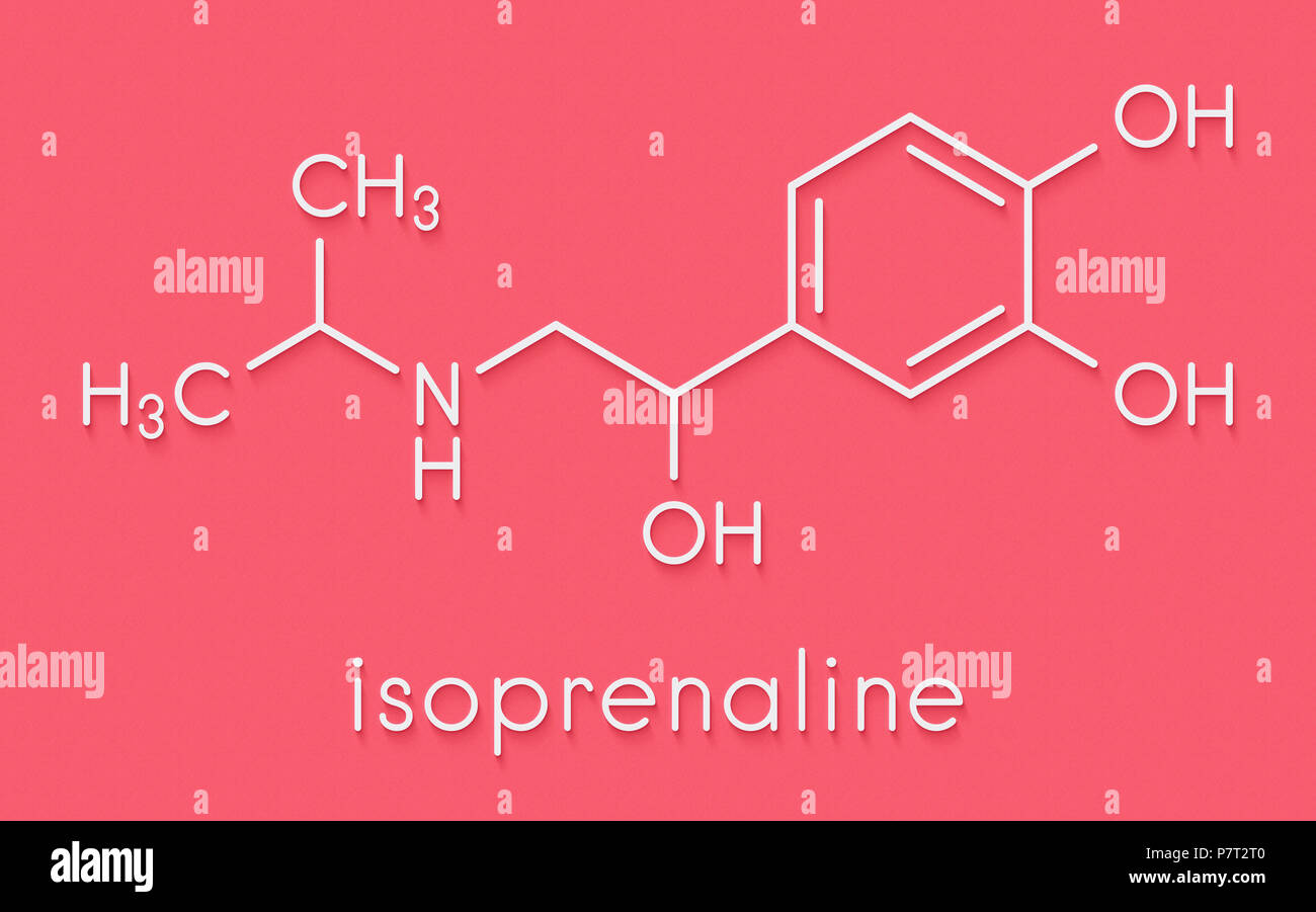 Isoprenaline (isoproterenol) drug molecule. Used in treatment of ...