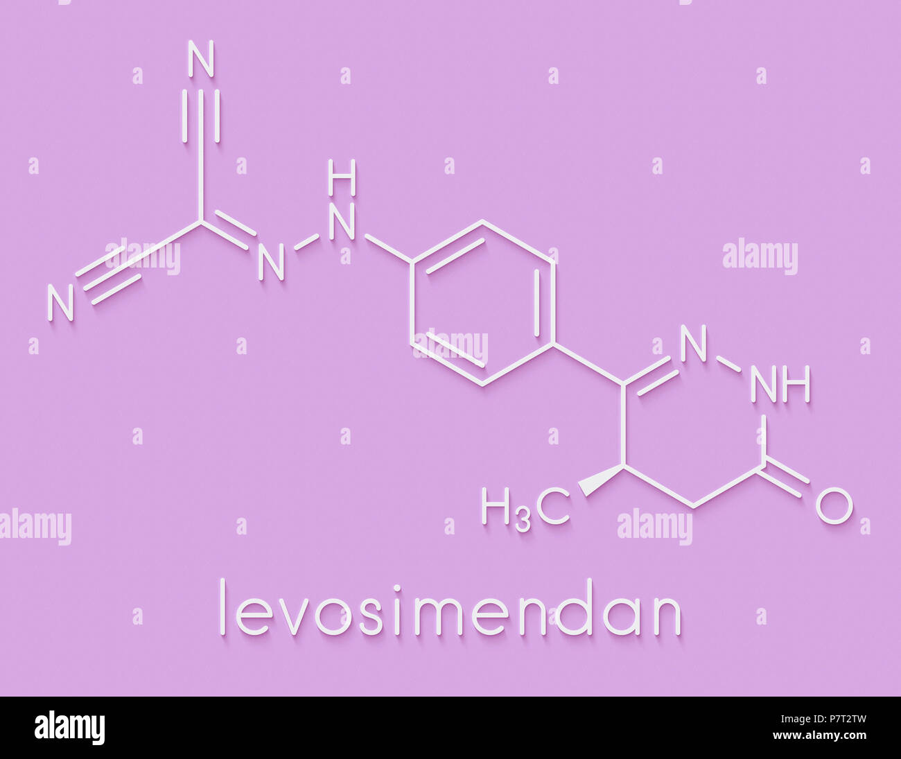 Levosimendan heart failure drug molecule. Skeletal formula Stock Photo ...