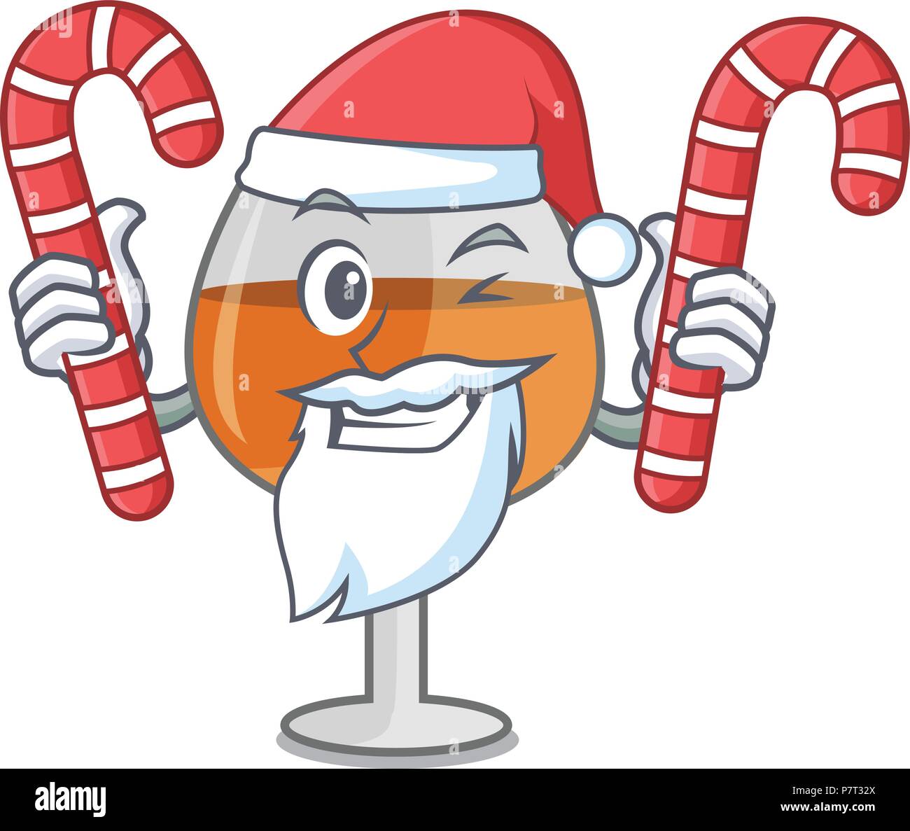 Santa with candy cognac ballon glass mascot cartoon Stock Vector Image ...