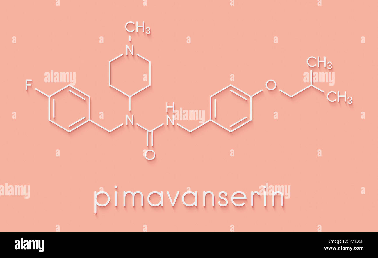 Pimavanserin antipsychotic drug molecule. Skeletal formula Stock Photo ...
