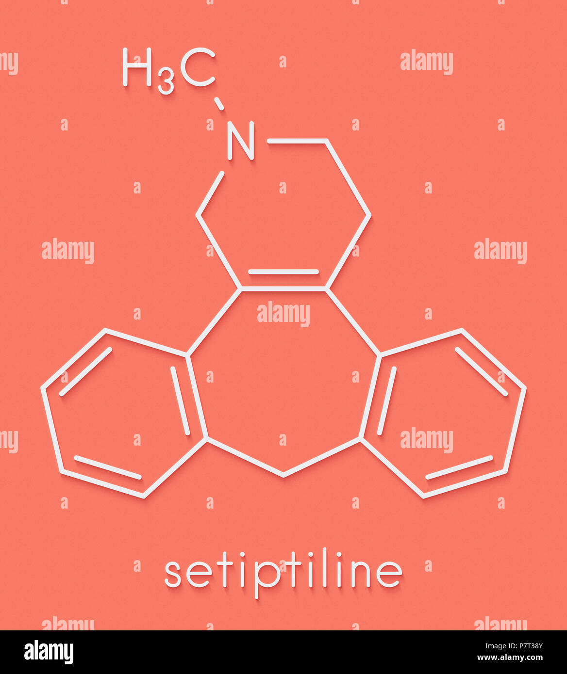 Setiptiline (also known as teciptiline) antidepressant drug molecule ...
