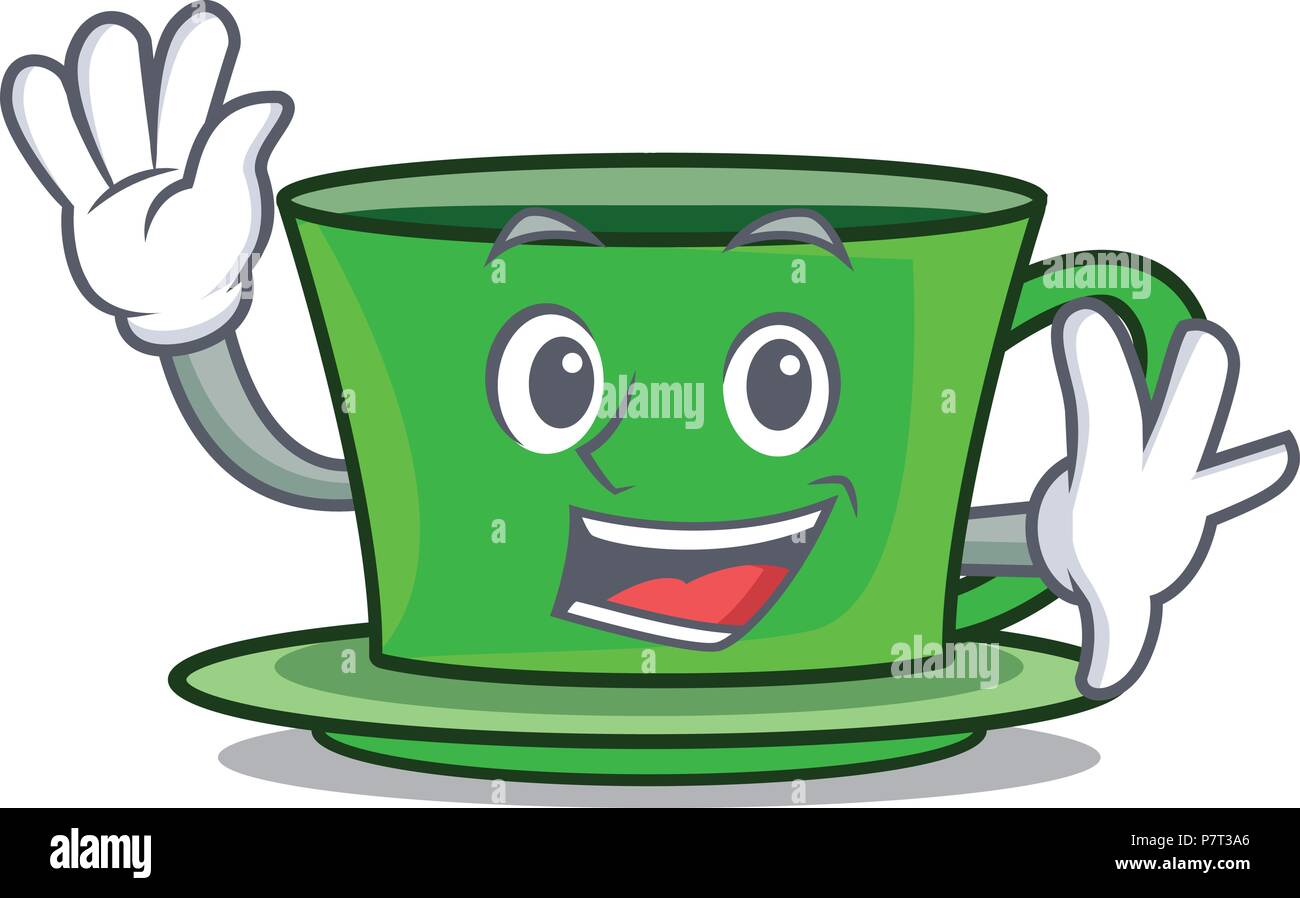 Waving green tea character cartoon Stock Vector Image & Art - Alamy