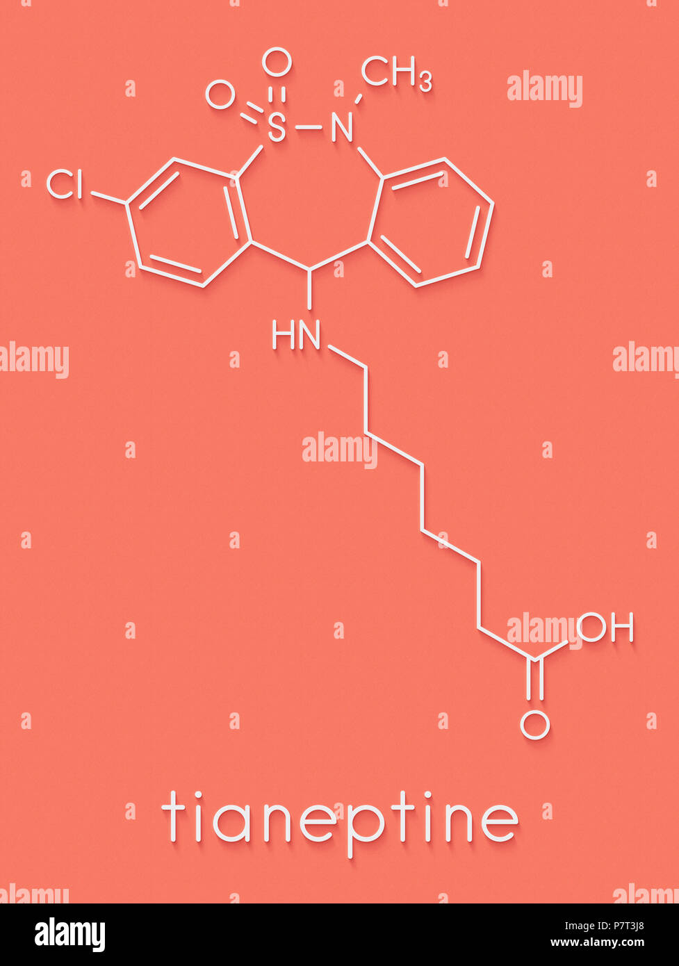 Tianeptine antidepressant drug molecule. Skeletal formula Stock Photo ...