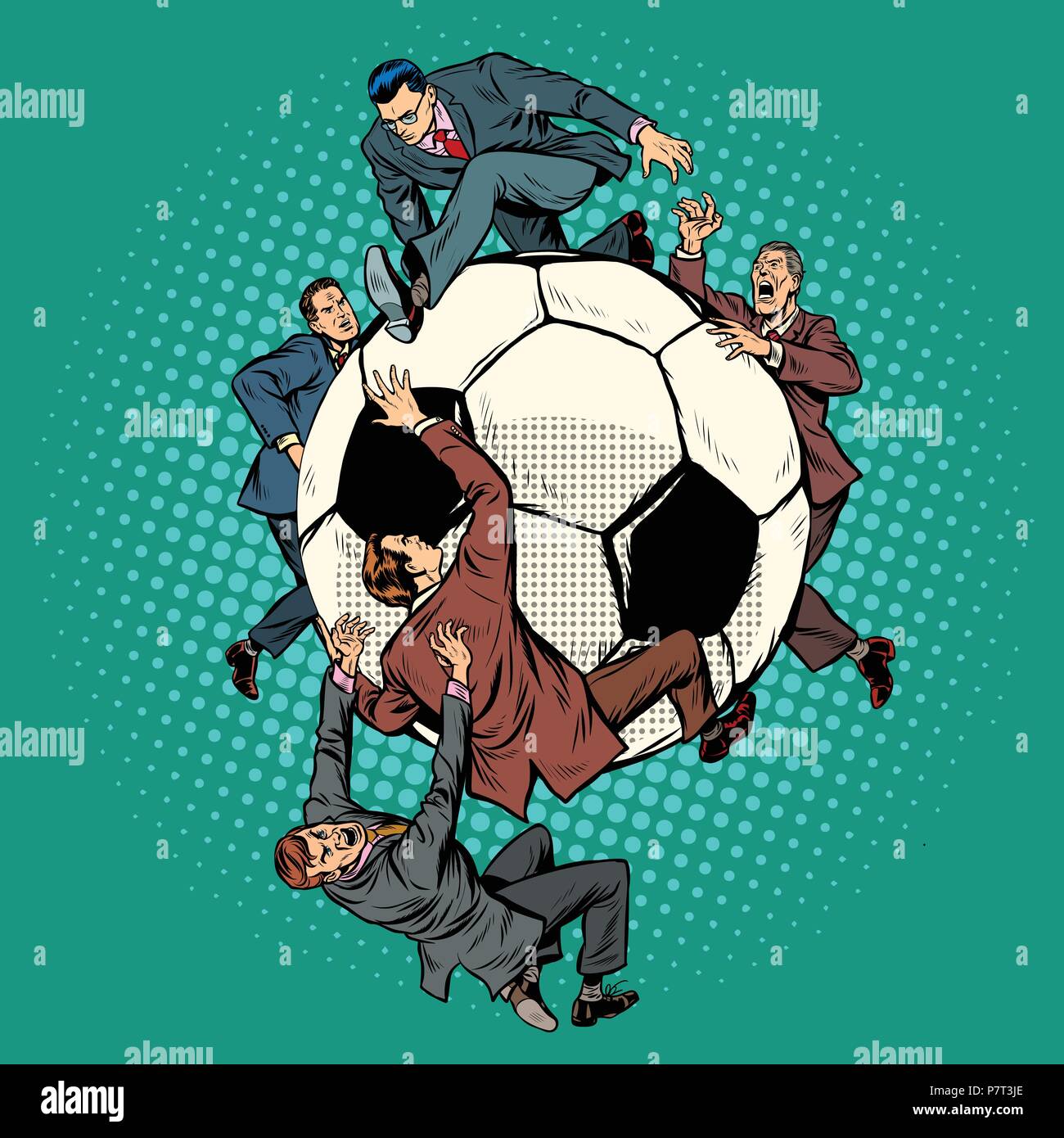 Competition of politicians for football. soccer ball. Pop art retro ...
