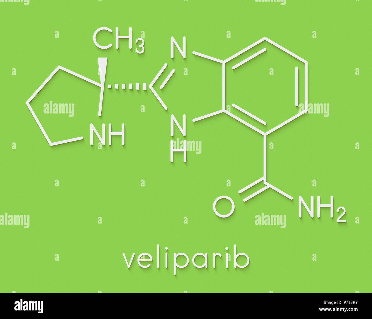 Veliparib cancer drug molecule (PARP inhibitor). Skeletal formula Stock ...