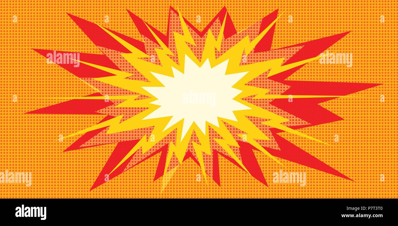 pop art explosion red yellow in the centre. Pop art retro vector ...