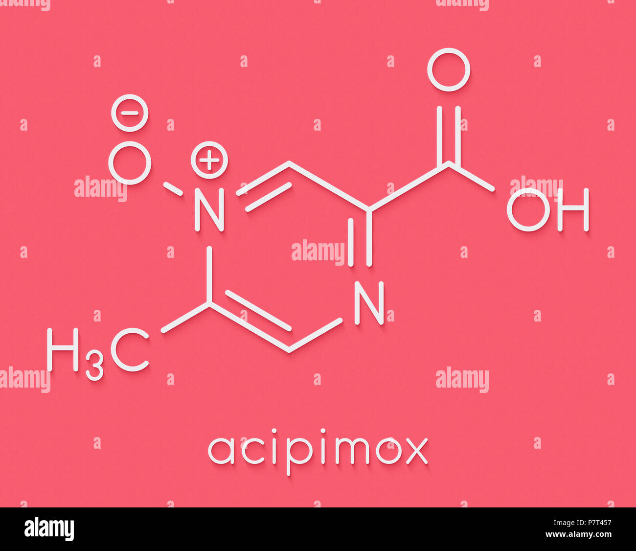 Acipimox hypertriglyceridemia drug molecule. Skeletal formula Stock ...