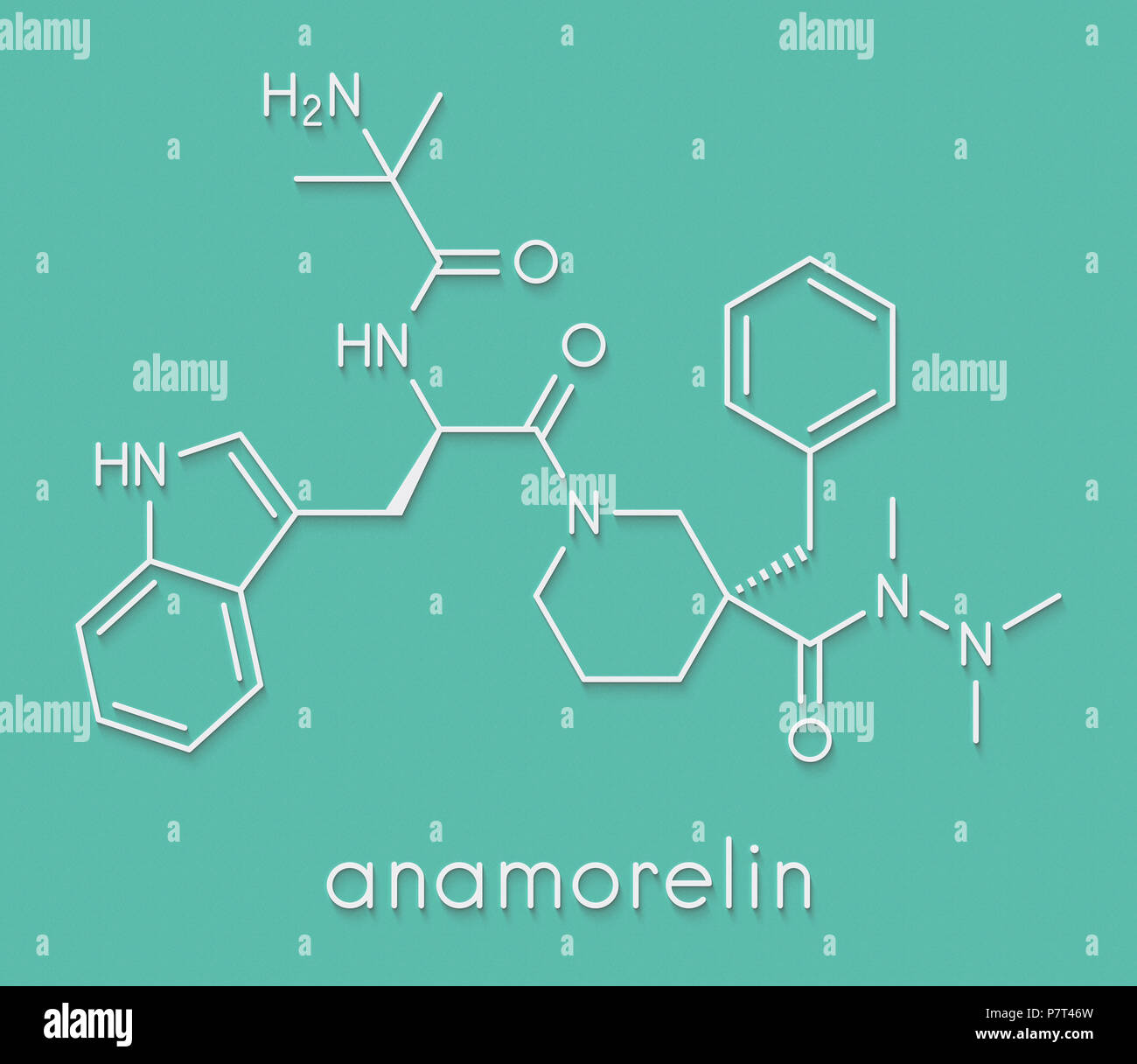Anamorelin cancer cachexia and anorexia drug molecule. Skeletal formula ...
