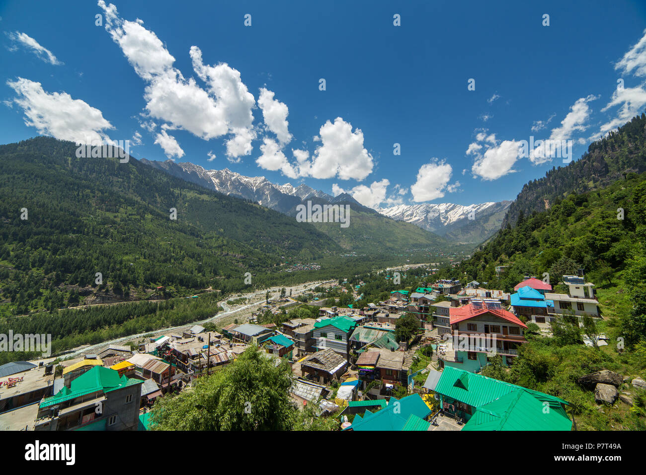 Beautiful panorama of Vashisht village and Kullu valley, India Stock ...