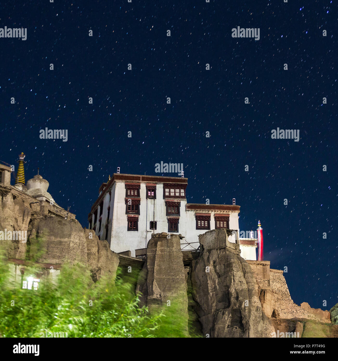 Lamayuru or Yuru Gompa is Tibetan Buddhist monastery at night with ...