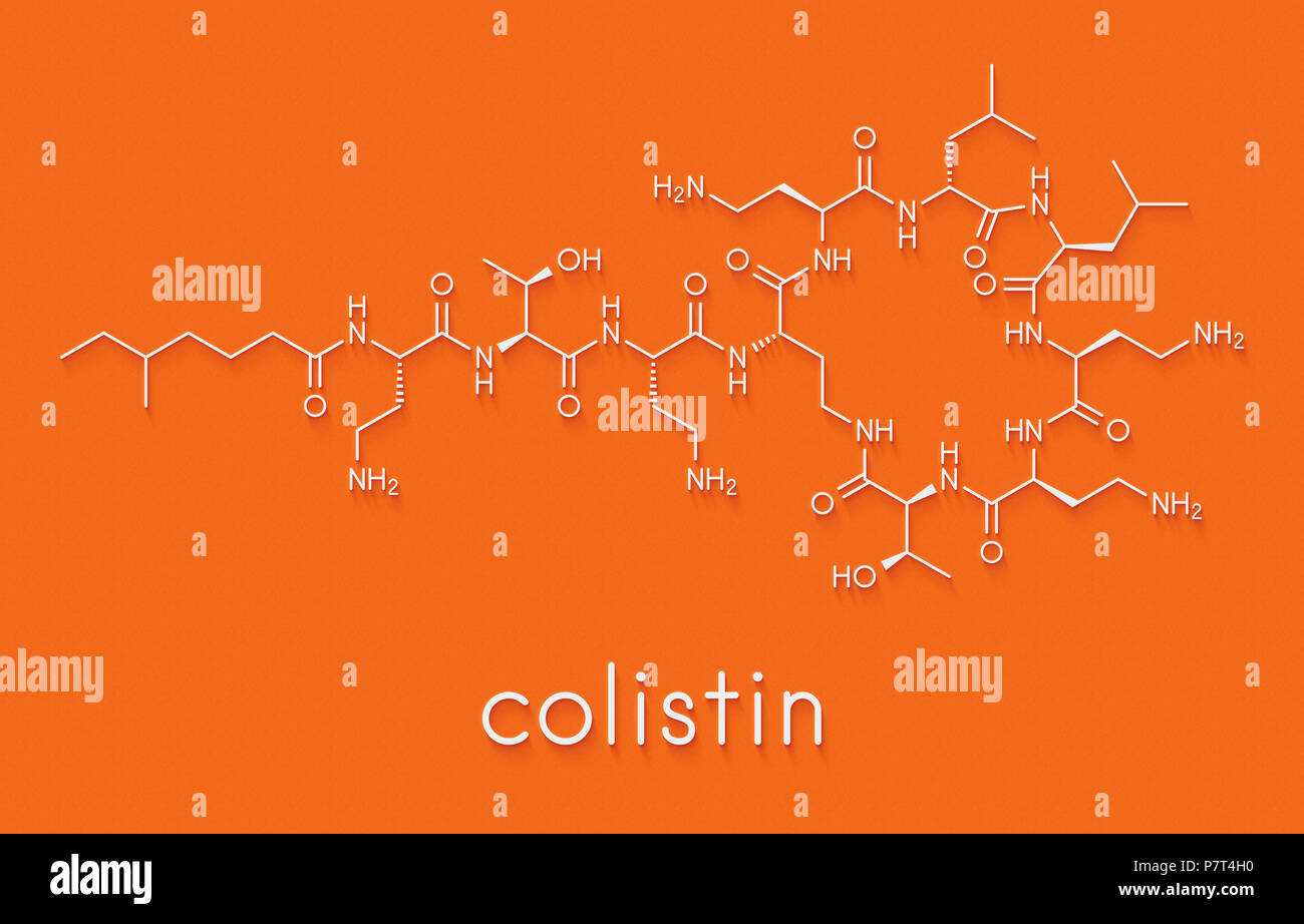 Colistin antibiotic drug molecule. Skeletal formula Stock Photo - Alamy
