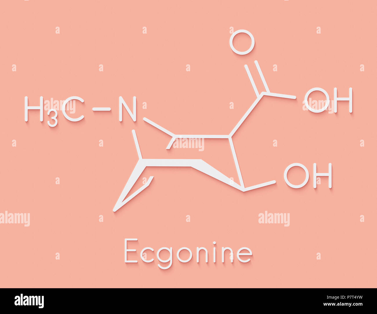 Ecgonine coca alkaloid molecule. Metabolite of cocaine. Skeletal ...