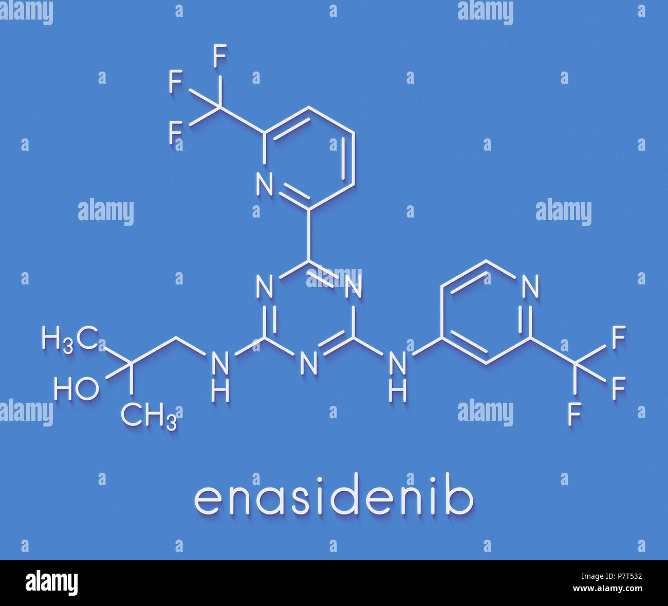 Enasidenib cancer drug molecule (IDH2 inhibitor). Skeletal formula ...