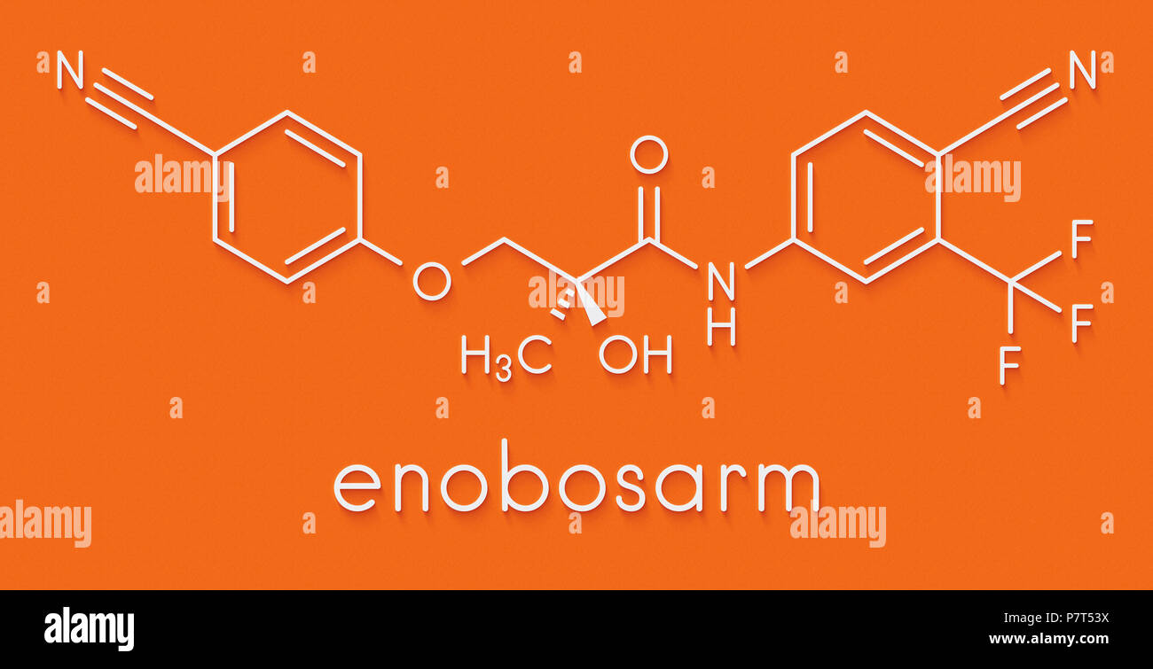 Enobosarm drug molecule. Selective androgen receptor modulator (SARM) that is also used in ...