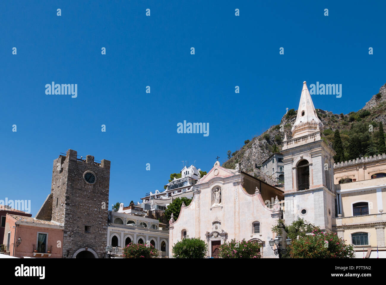 TAORMINA - August 15 2107 : Beautiful Sicilian Church and Mountain ...
