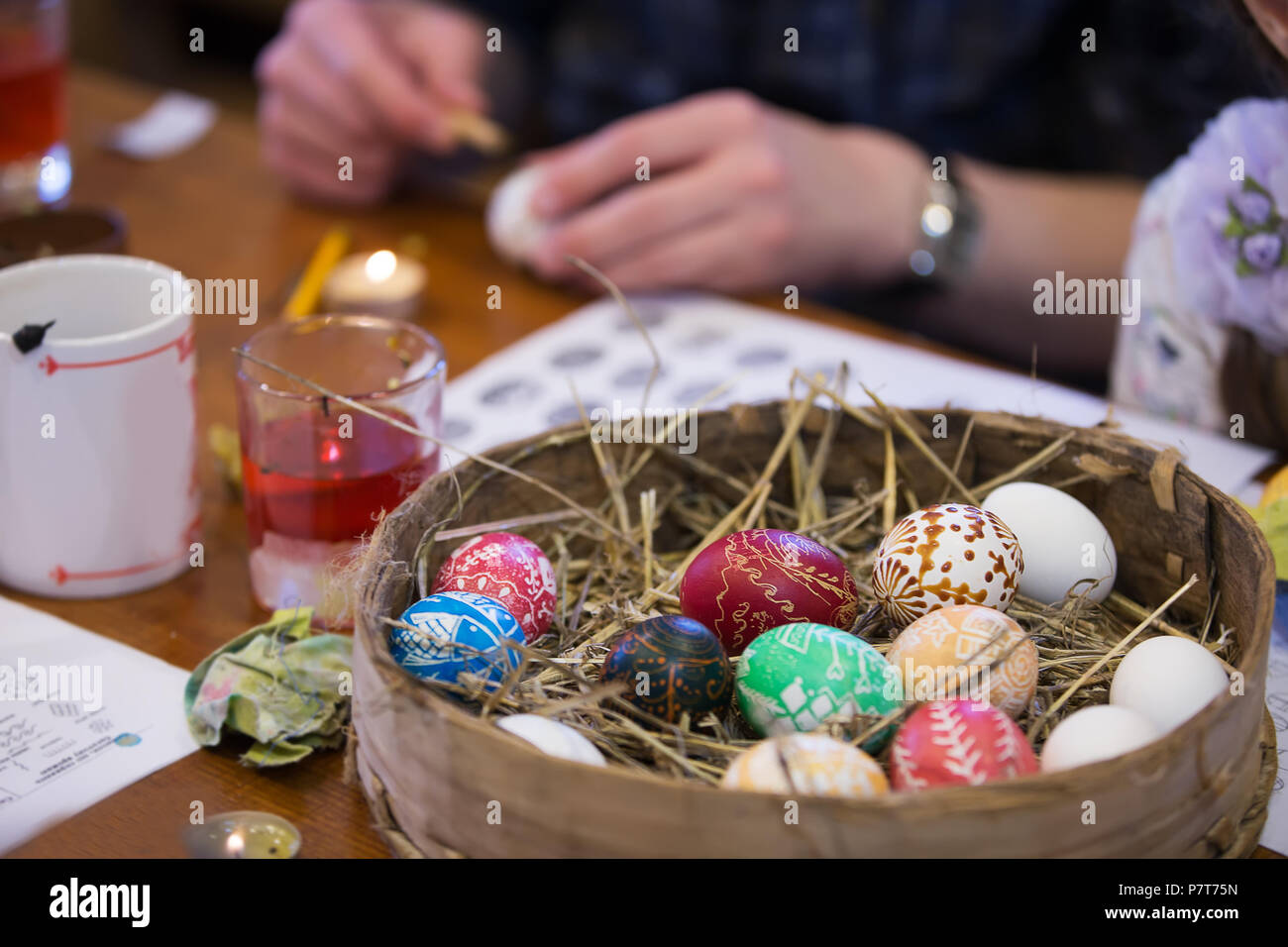 Master class on painting Easter eggs Stock Photo - Alamy