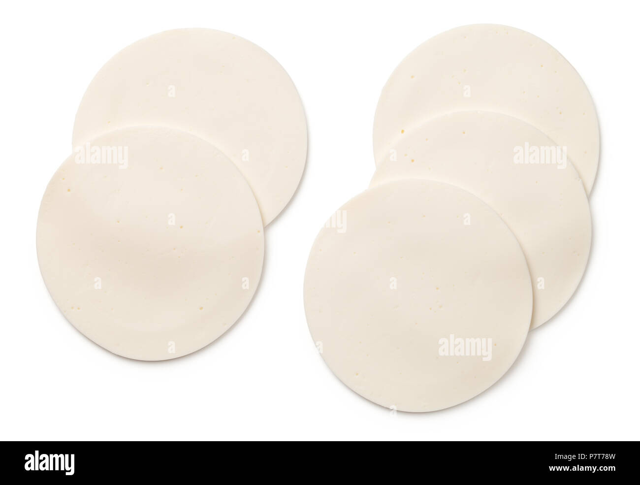 Sour cream cheese slices isolated on white background. Top view Stock ...