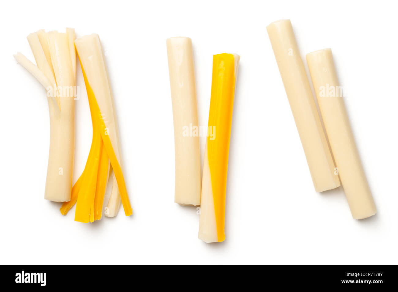 String cheese isolated on white background. Top view Stock Photo - Alamy