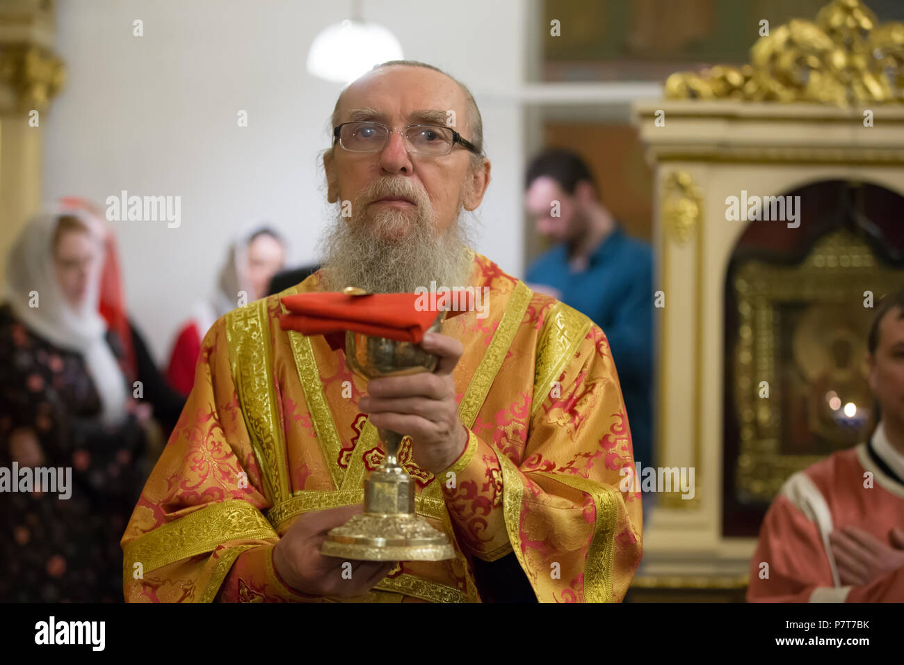 Belarus, the city of Gomel, on April 8, 2018. Nicholas Monastery.Priest ...