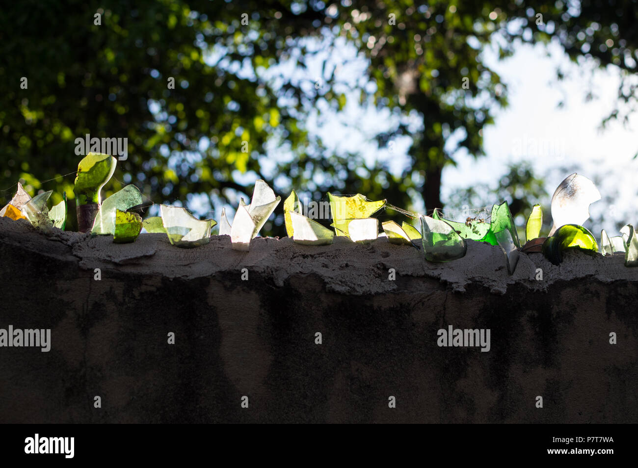 Glass Shards on a Wall, Livingstone, Zambia Stock Photo - Alamy