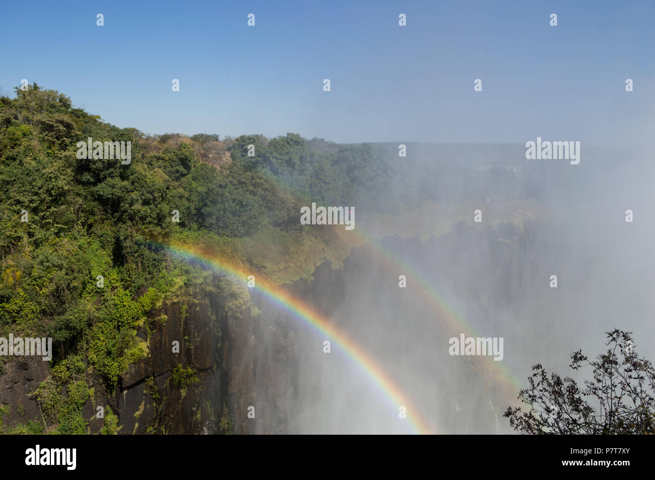 Double Rainbow, Victoria Falls Seen from the Zambian Side Stock Photo ...