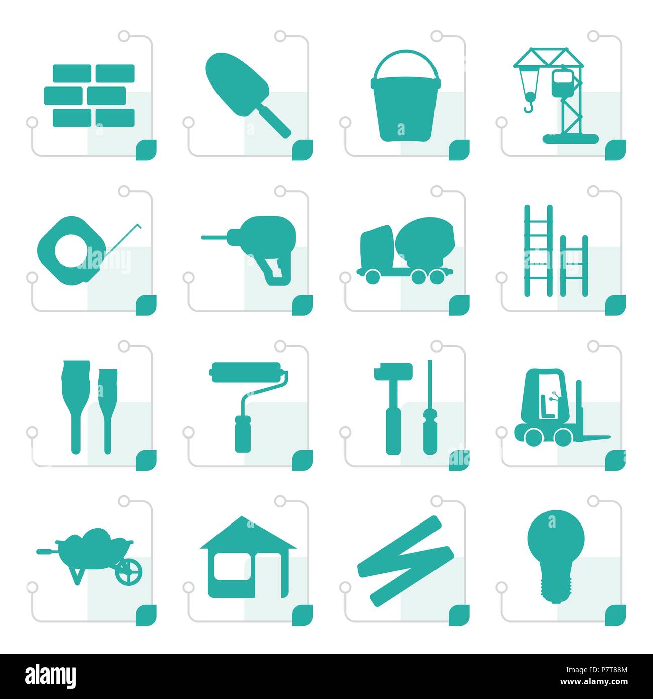 Stylized Construction and Building Icon Set. Easy To Edit Vector Image ...