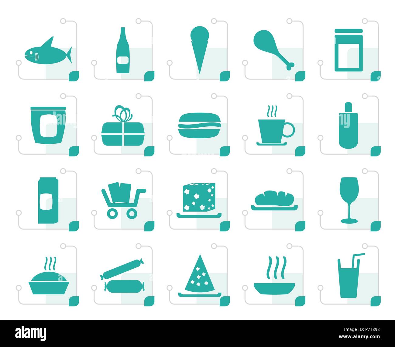 Stylized Shop and Foods Icons - Vector Icon Set Stock Vector Image ...