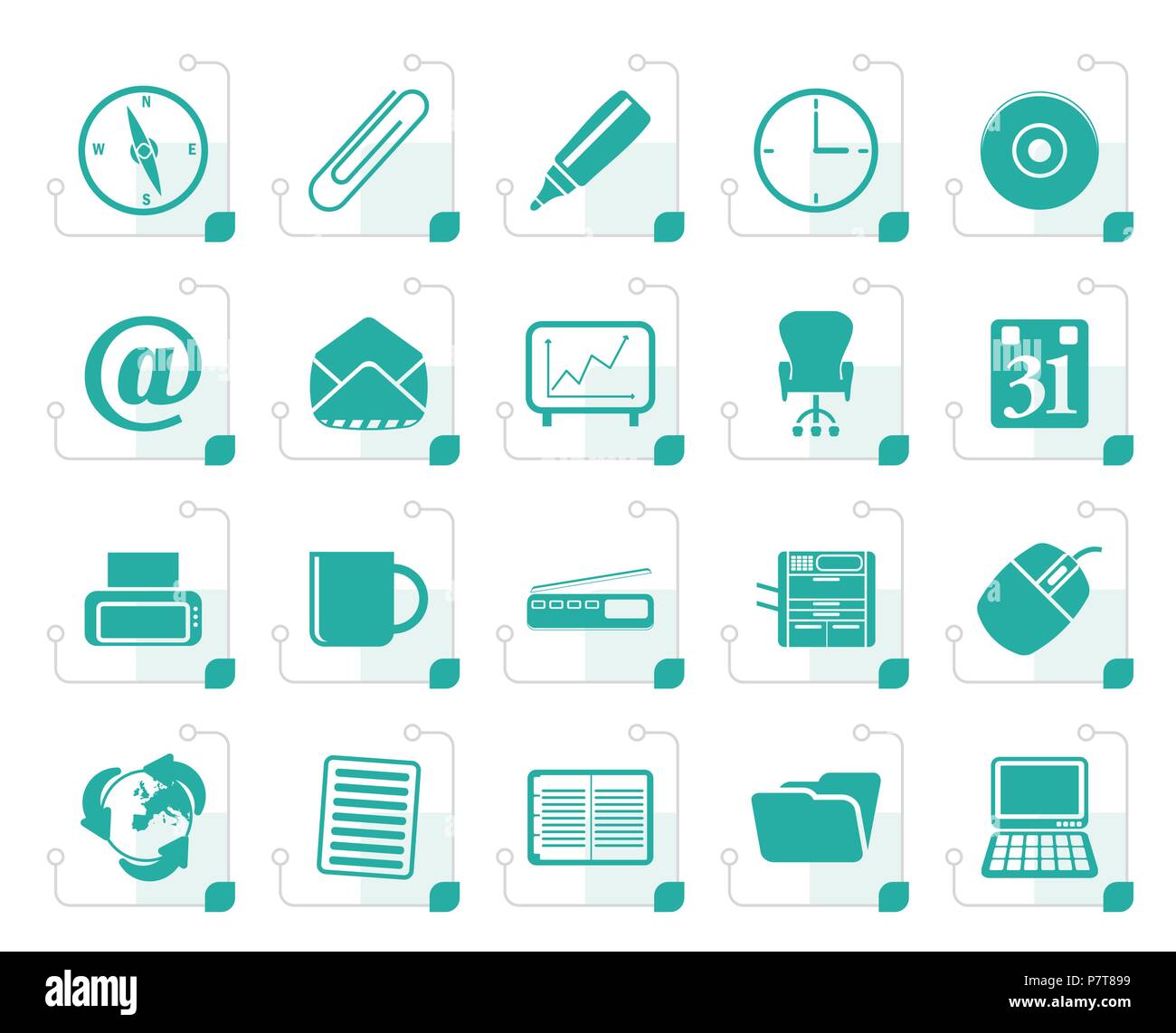 Stylized Office tools icons - vector icon set 2 Stock Vector Image ...