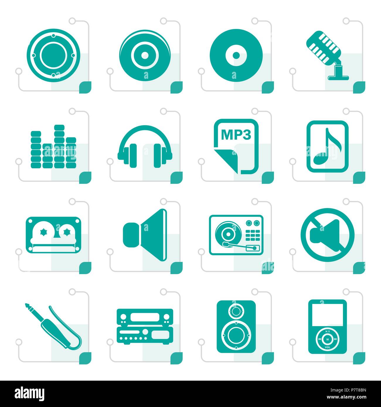 Stylized Music and sound Icons - Vector Icon Set Stock Vector Image ...