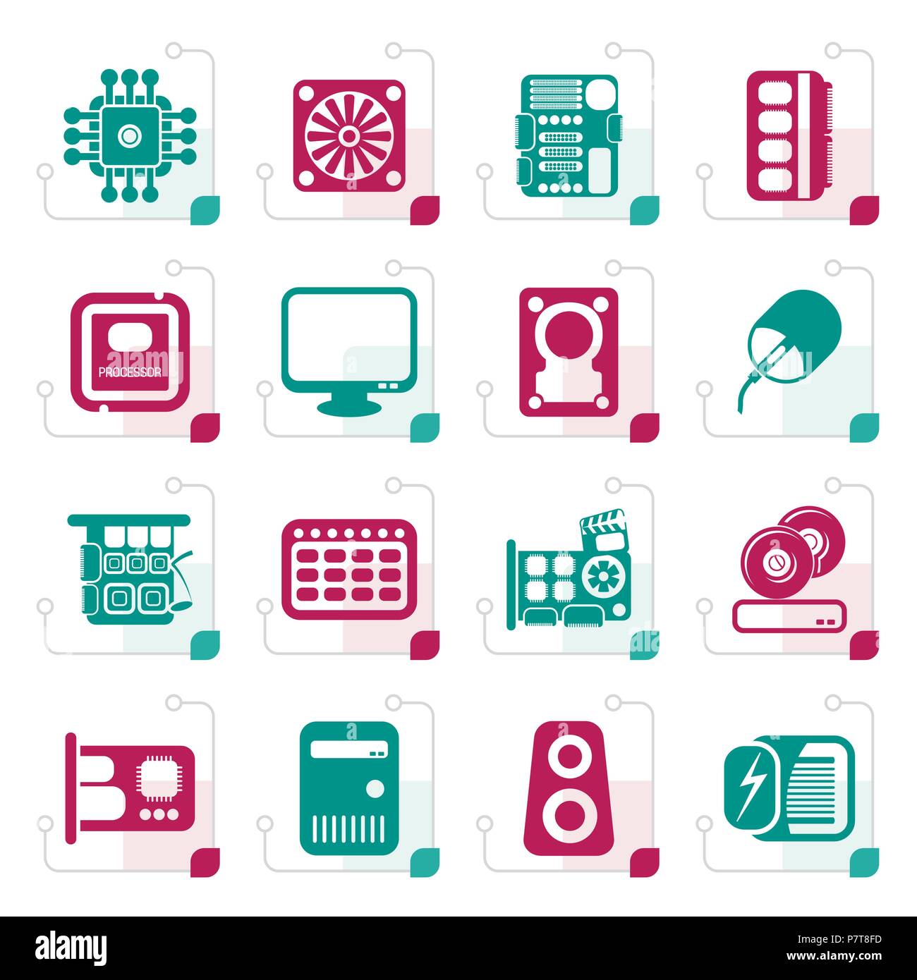 Stylized Computer Performance and Equipment Icons - Vector Icon Set Stock Vector Image & Art - Alamy