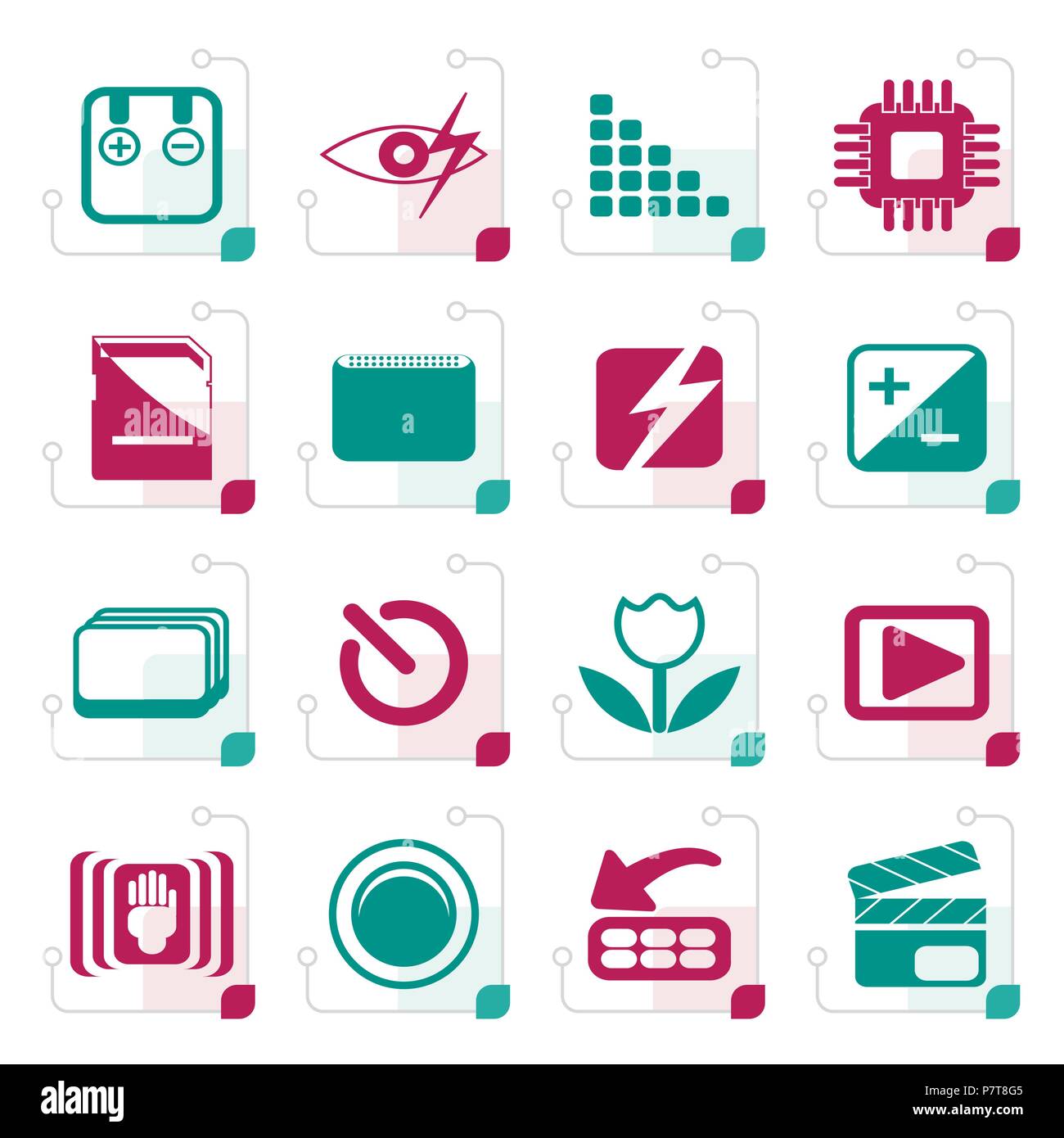 Stylized Digital Camera Performance - Vector Icon Set Stock Vector ...