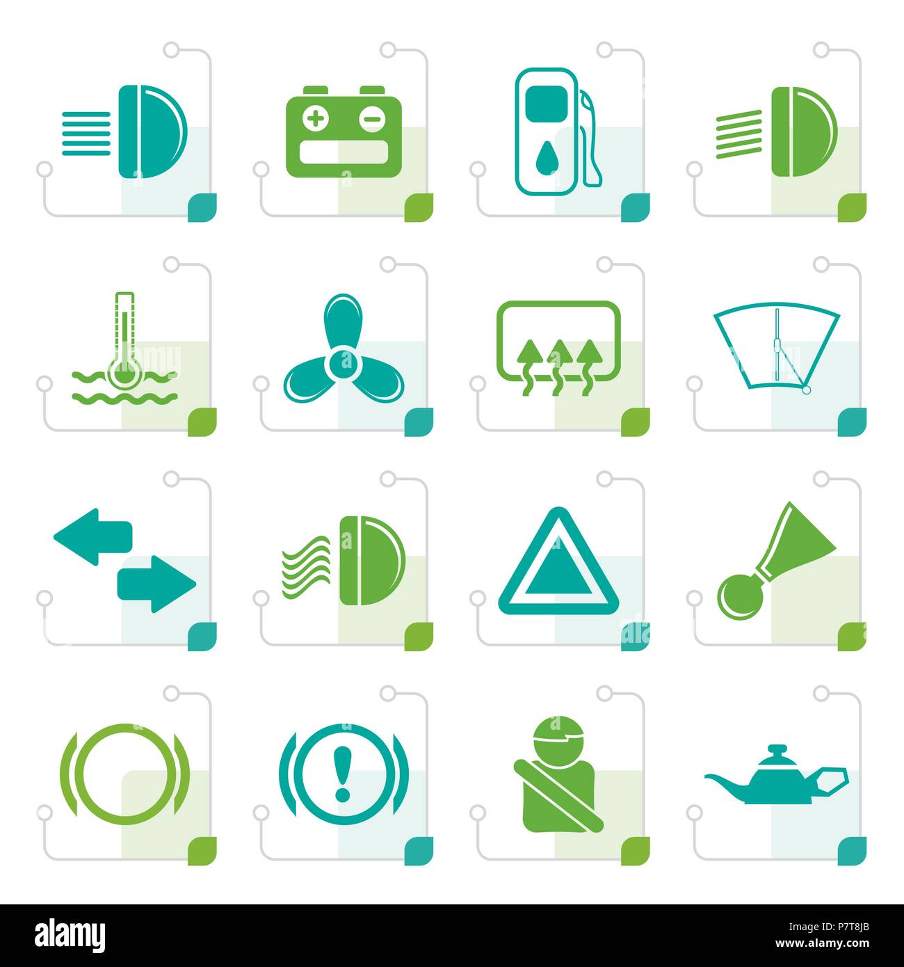 Stylized Car Dashboard - simple vector icons set Stock Vector Image ...