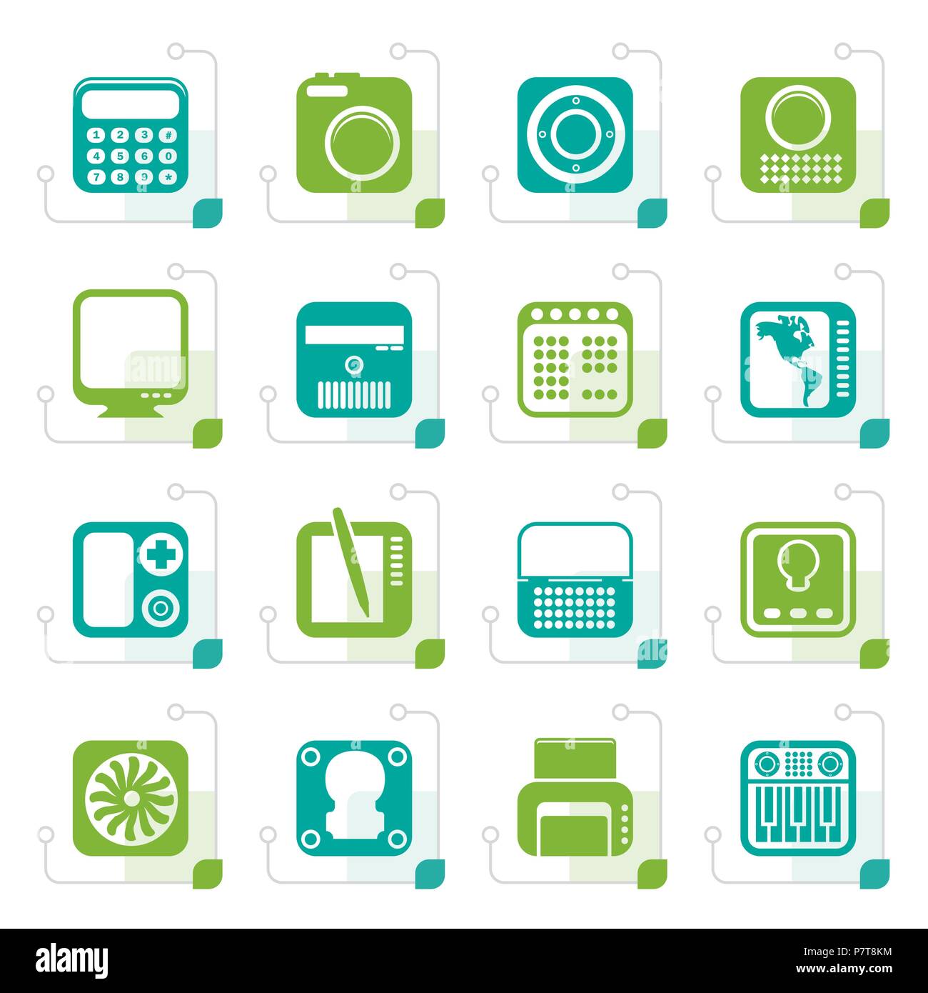 Stylized Hi-tech and technology equipment - vector icon set 4 Stock ...