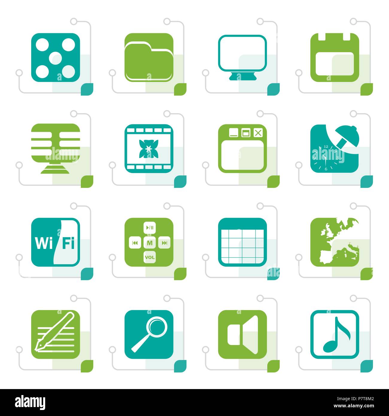 Stylized Phone Performance, Internet and Office Icons - Vector Icon Set ...