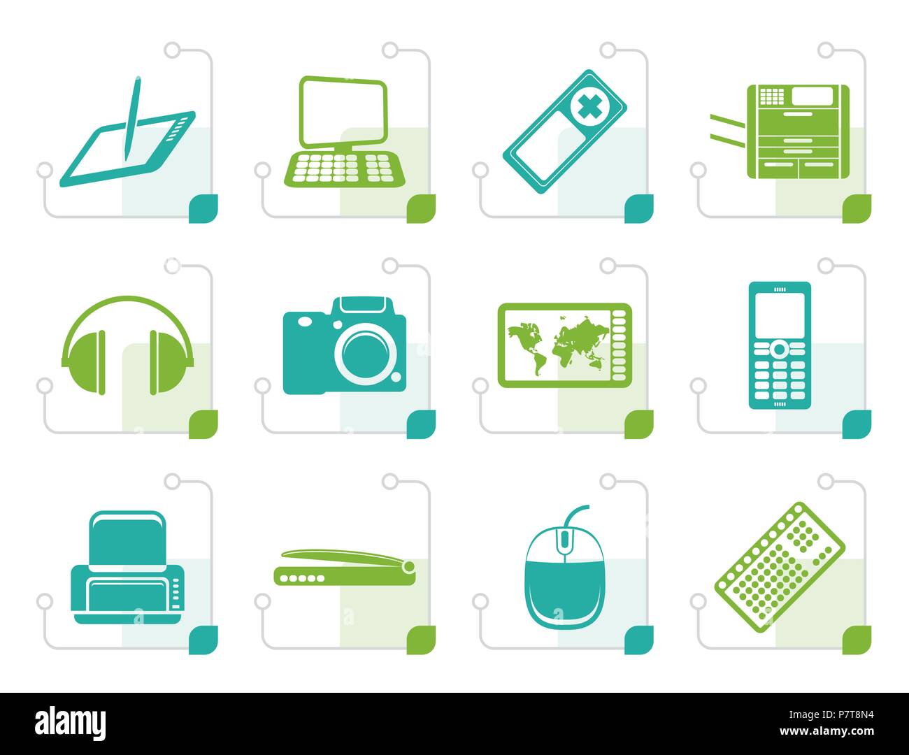 Stylized Hi-tech technical equipment icons - vector icon set 3 Stock ...
