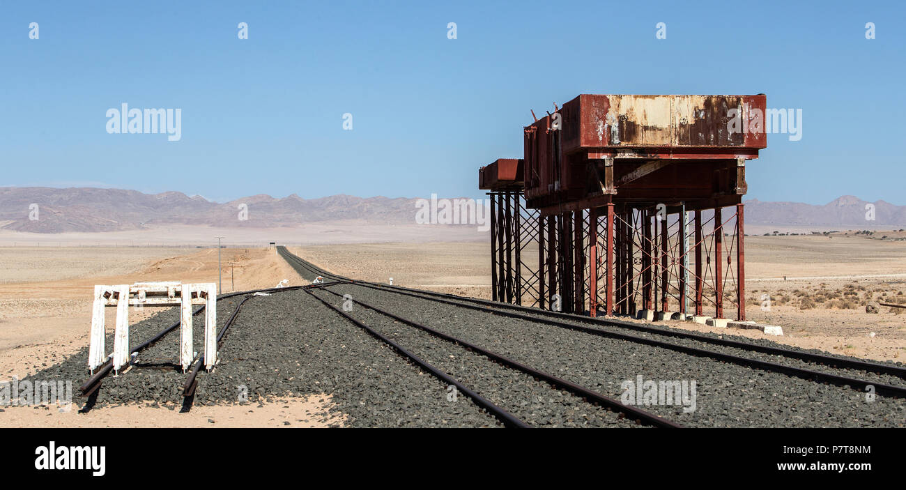 Water tower and siding with buffers on the railway line from Luderitz ...