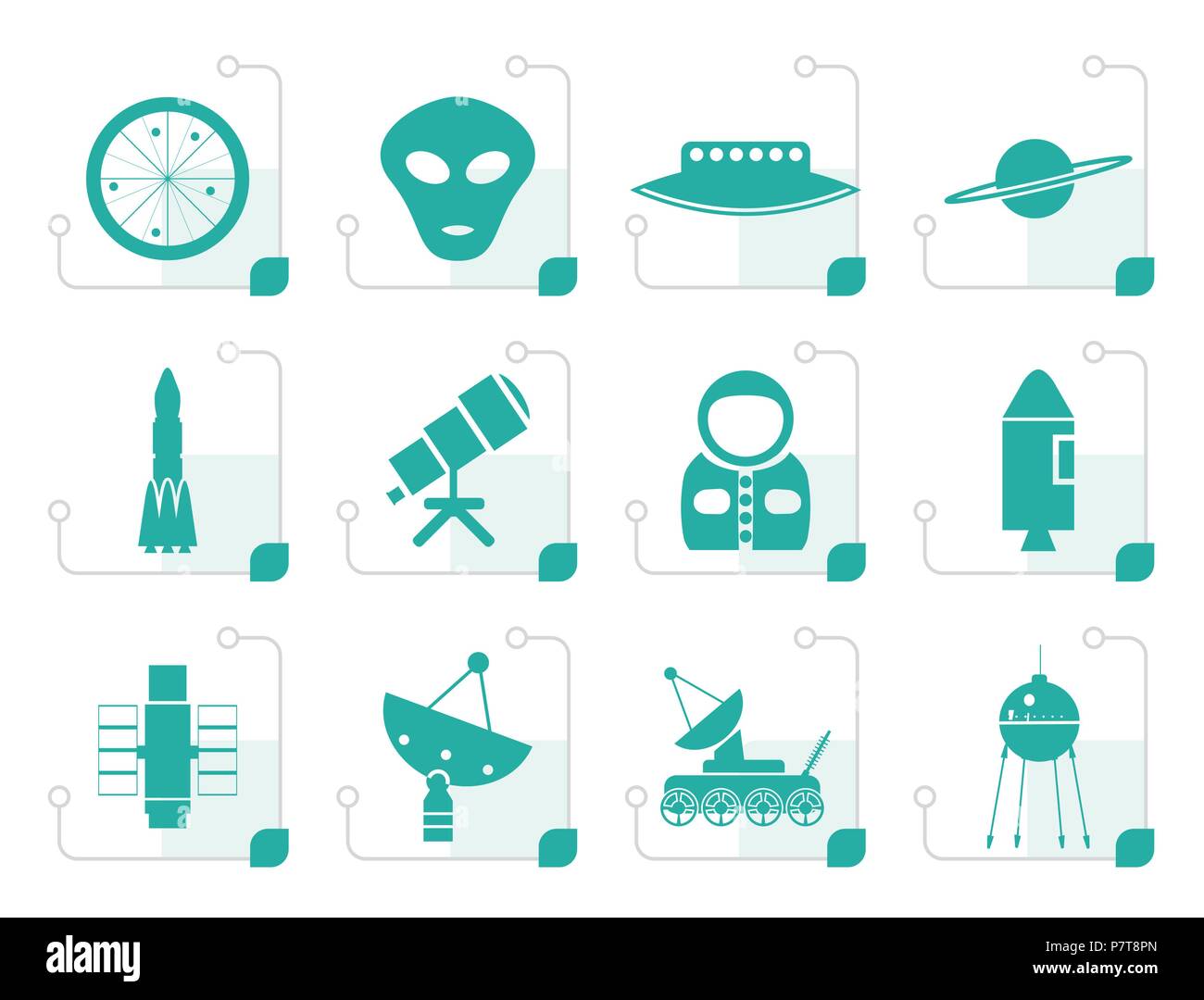 Stylized Astronautics and Space Icons - Vector Icon Set Stock Vector ...
