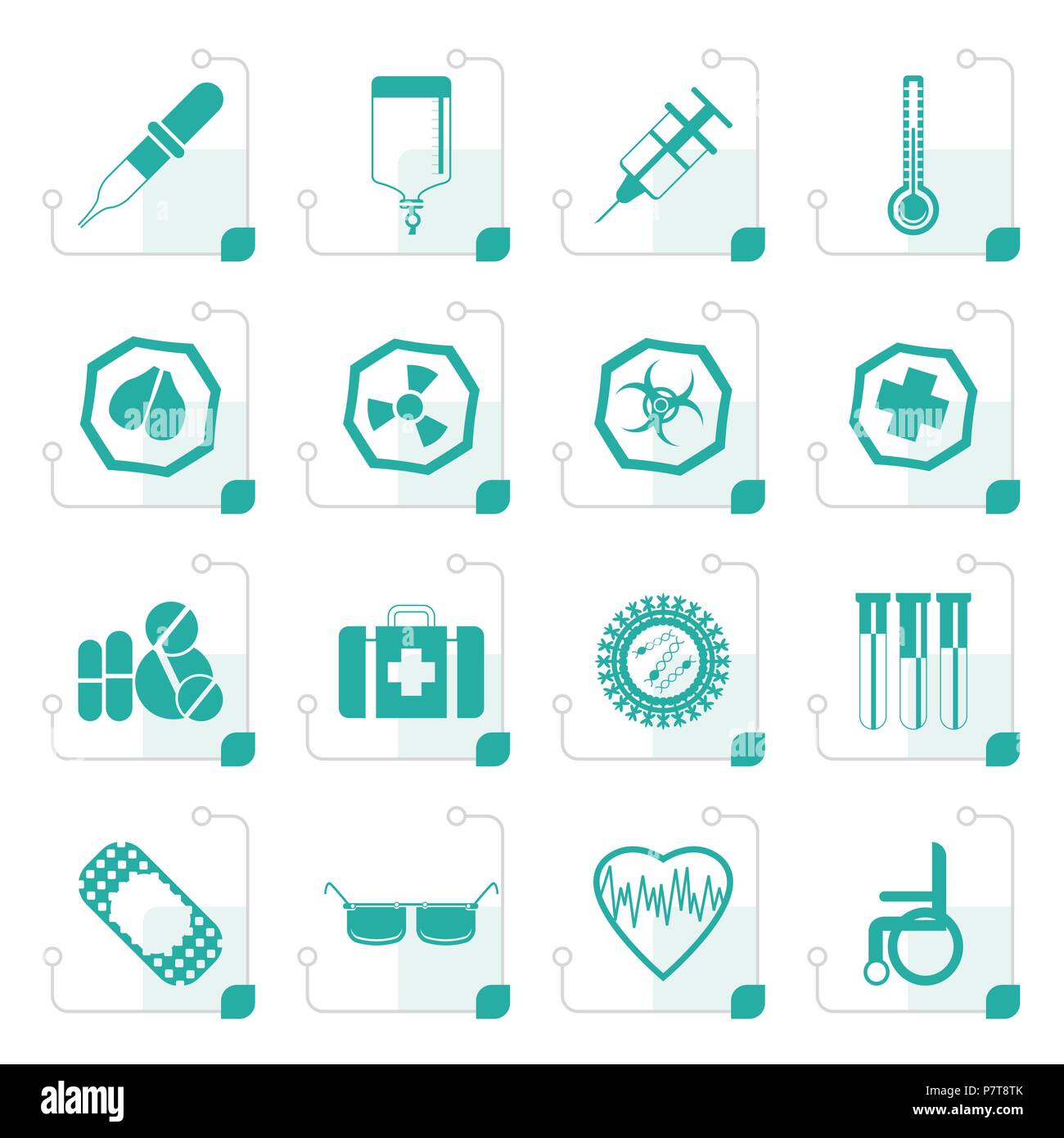 Stylized Simple medical themed icons and warning-signs - vector Icon ...