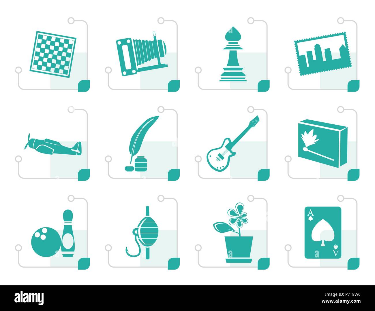Stylized Hobby, Leisure and Holiday Icons - Vector Icon Set Stock ...