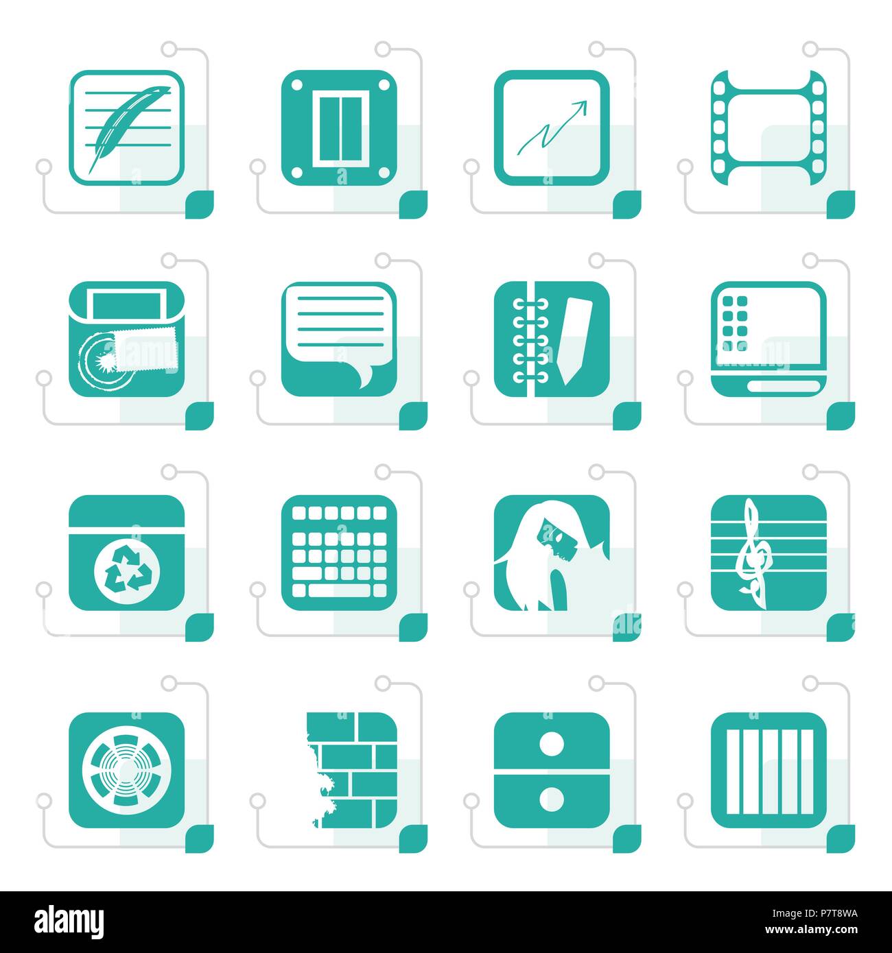 Stylized Business, Office and Mobile phone icons - Vector Icon Set ...