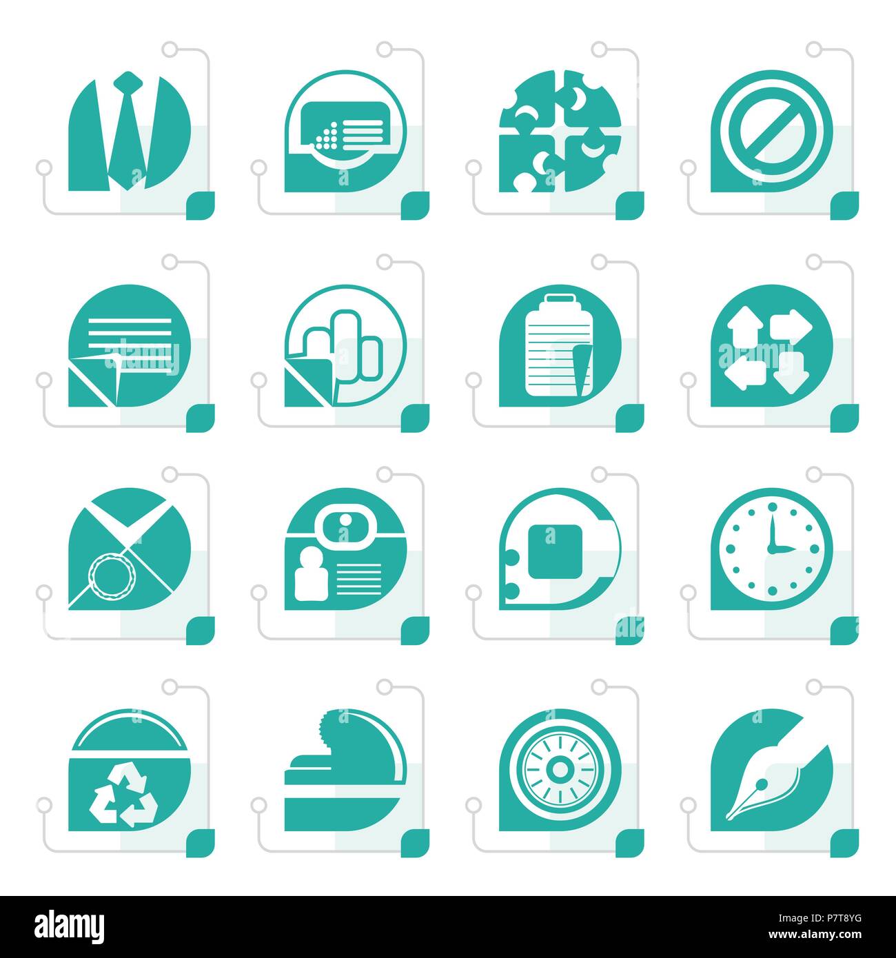 Stylized Simple Business and Office Icons - vector icon set Stock ...