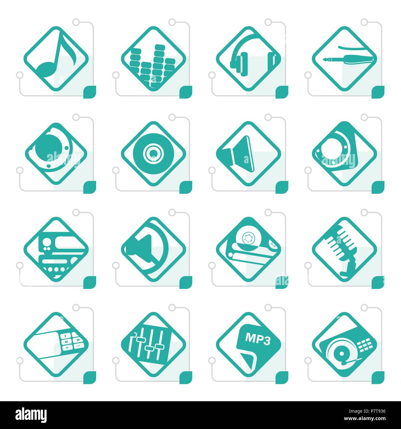 Stylized Music and sound icons - Vector Icon Set Stock Vector Image ...