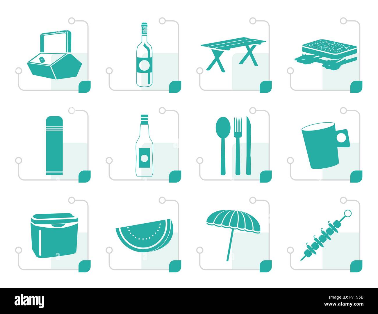 Picnic table with umbrella Stock Vector Images - Alamy