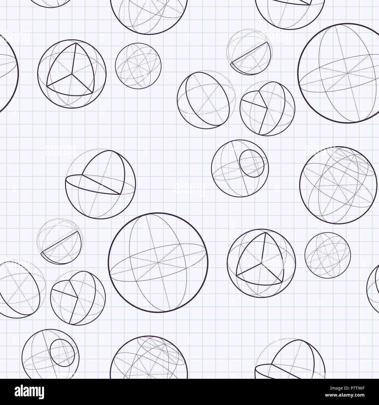 Isometric ball vector seamless pattern mathematical texture school ...