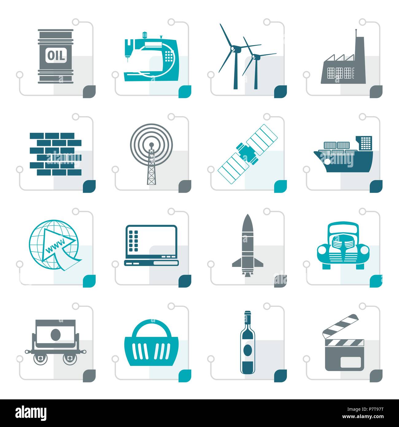 Stylized Business and industry icons- vector icon set Stock Vector ...