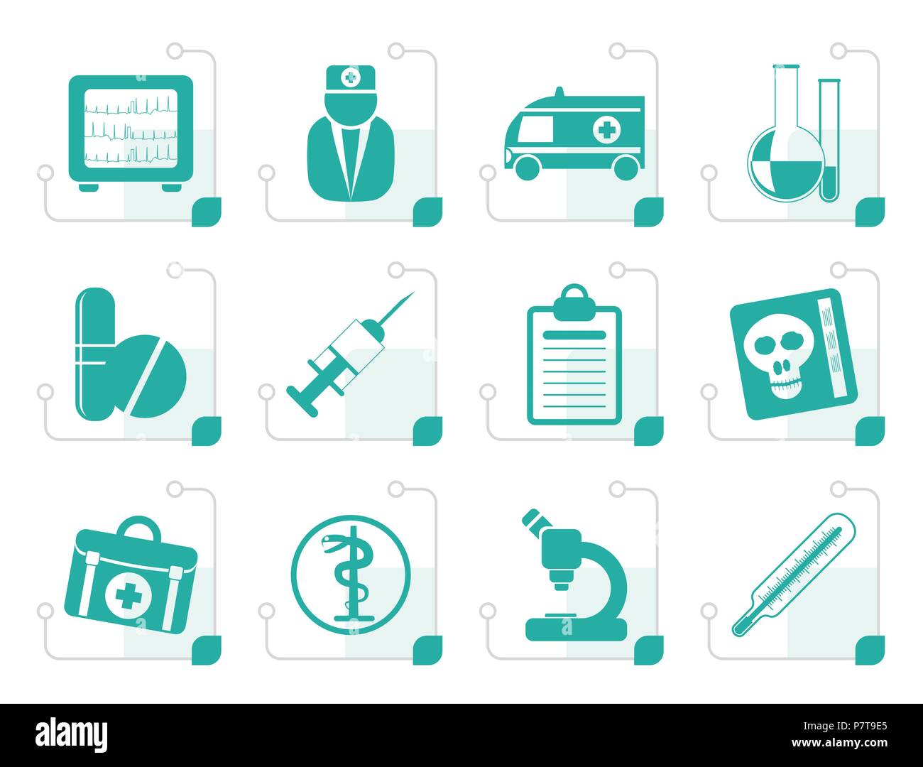 Stylized Medical and healthcare Icons Vector Icon Set Stock Vector ...